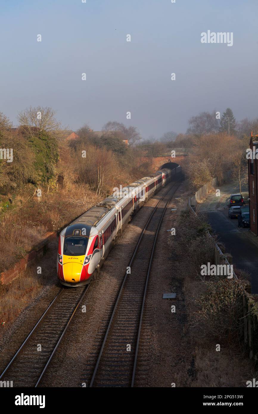 LNER Azuma Bi mode trains 801107 + 800202 entering Yarm Tunnel ...
