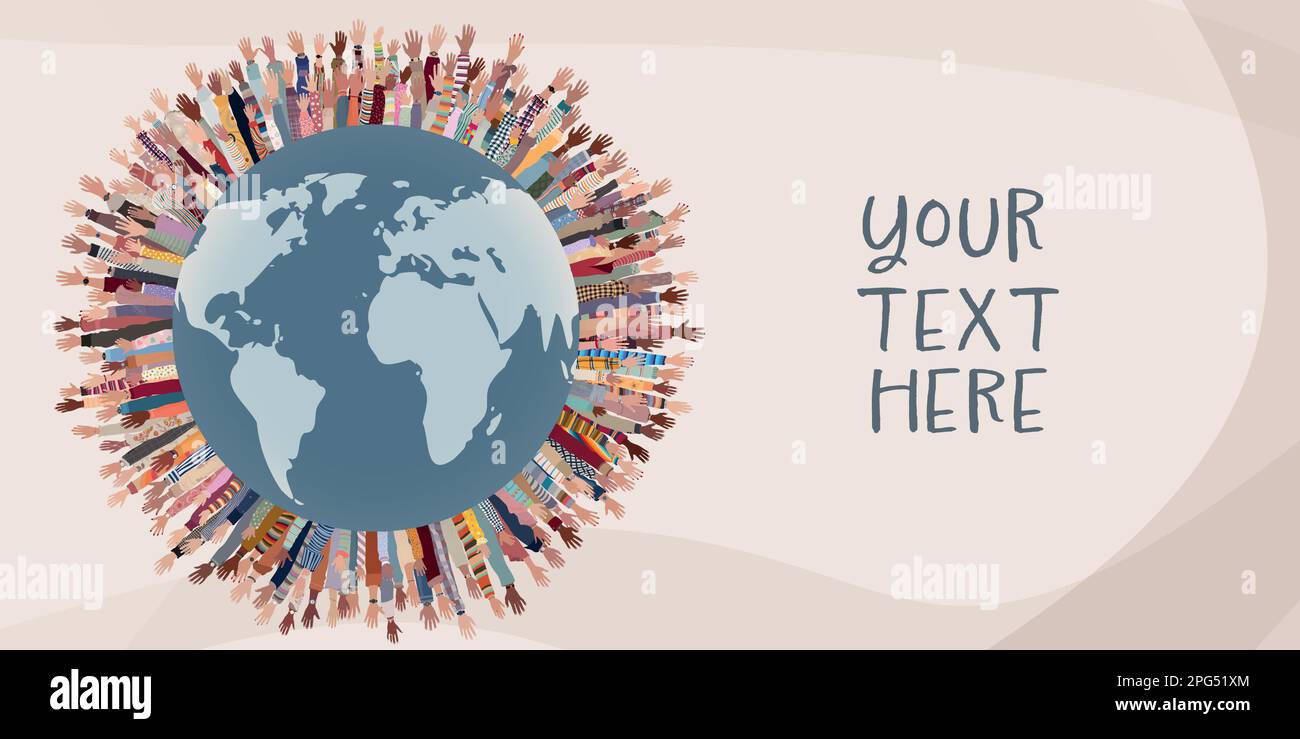 Group of people around a world map Stock Vector Images - Alamy