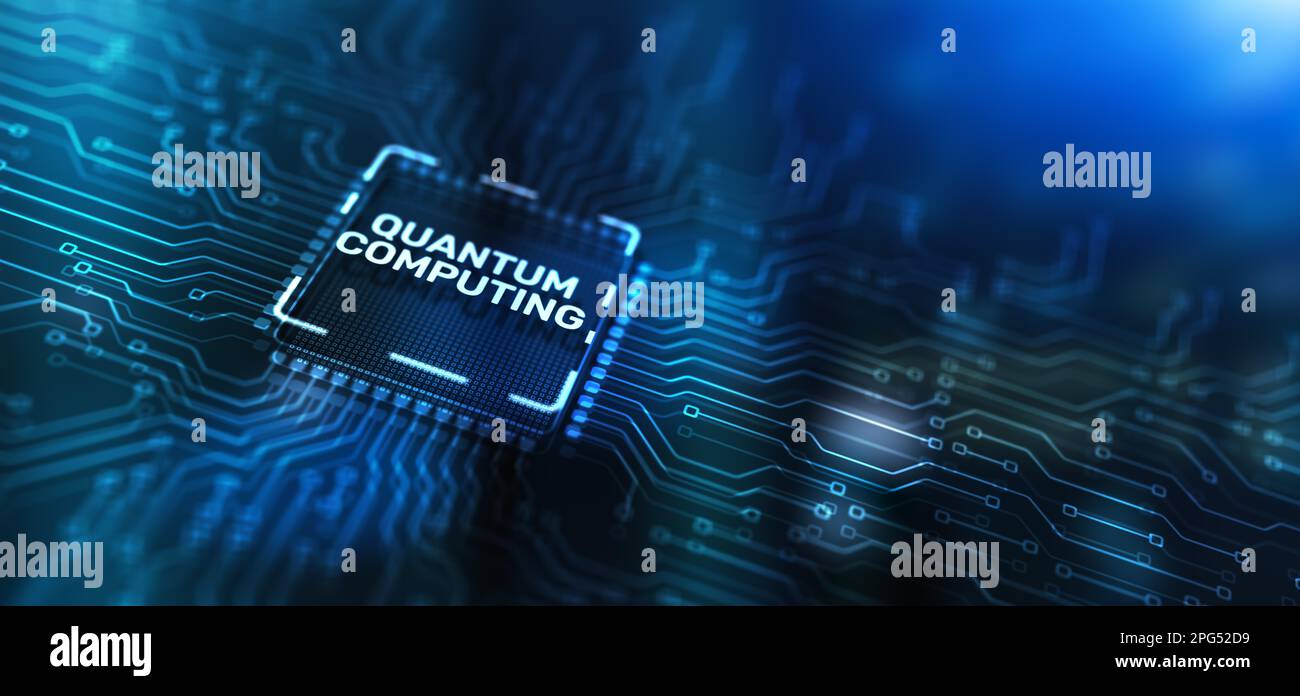 Quantum computing concept. The inscription on the processor icons Stock ...