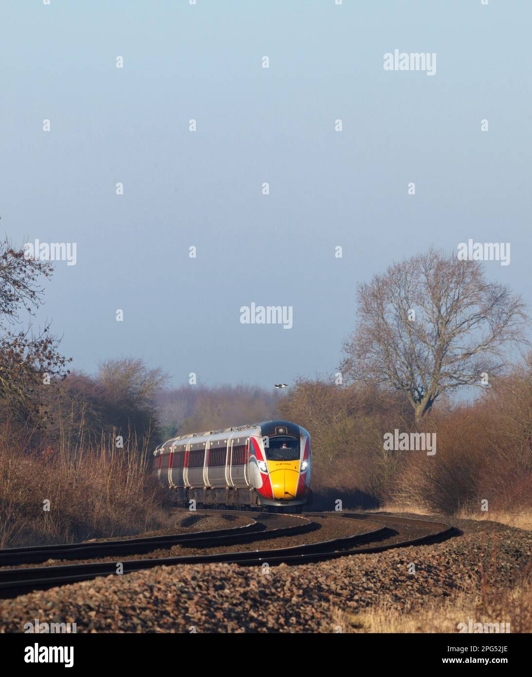 LNER Bi mode Azuma train passing Picton, County Durham with a train ...