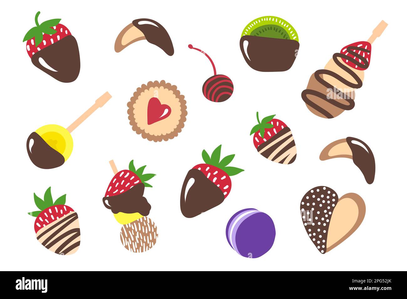 Vector fruits in dark chocolate and cookies set Stock Vector Image ...