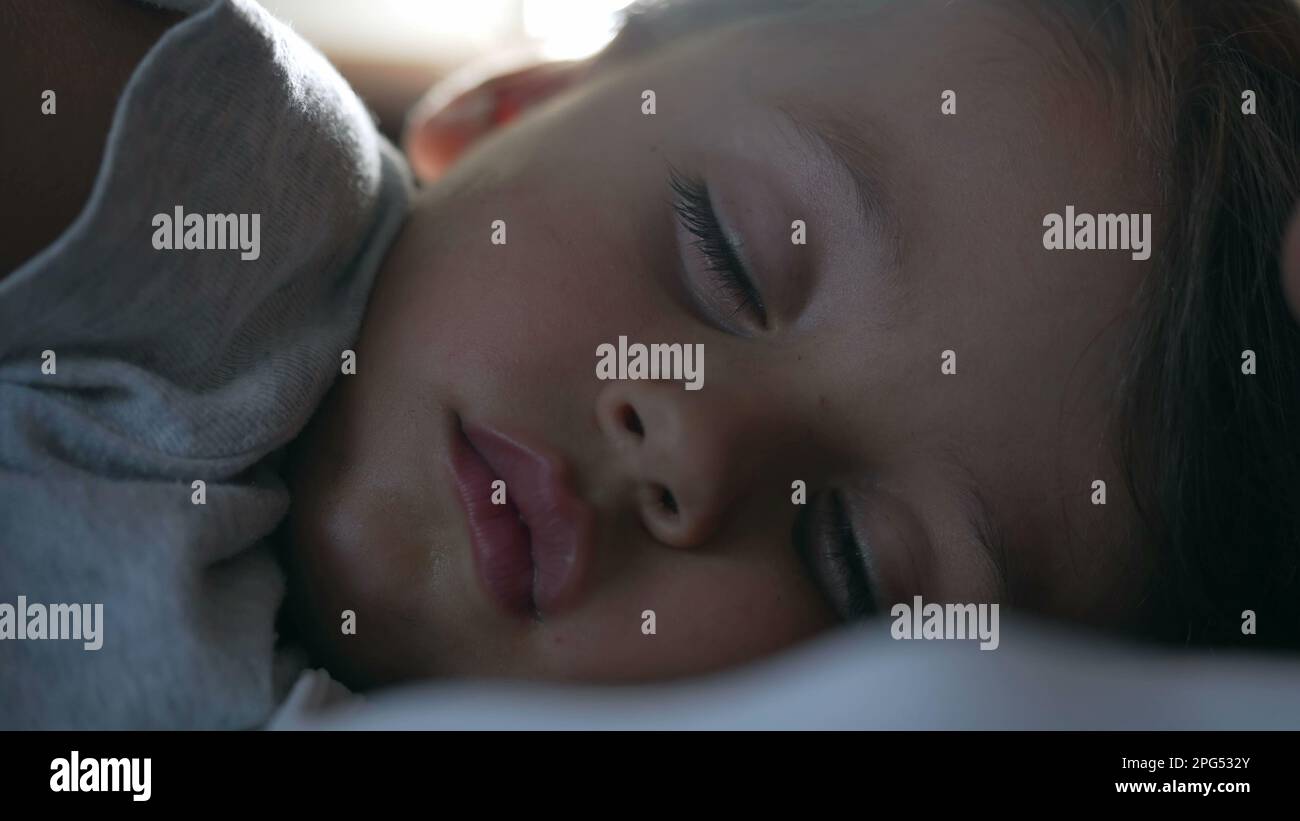 One little boy face macro closeup asleep. Sleeping Child napping Stock ...