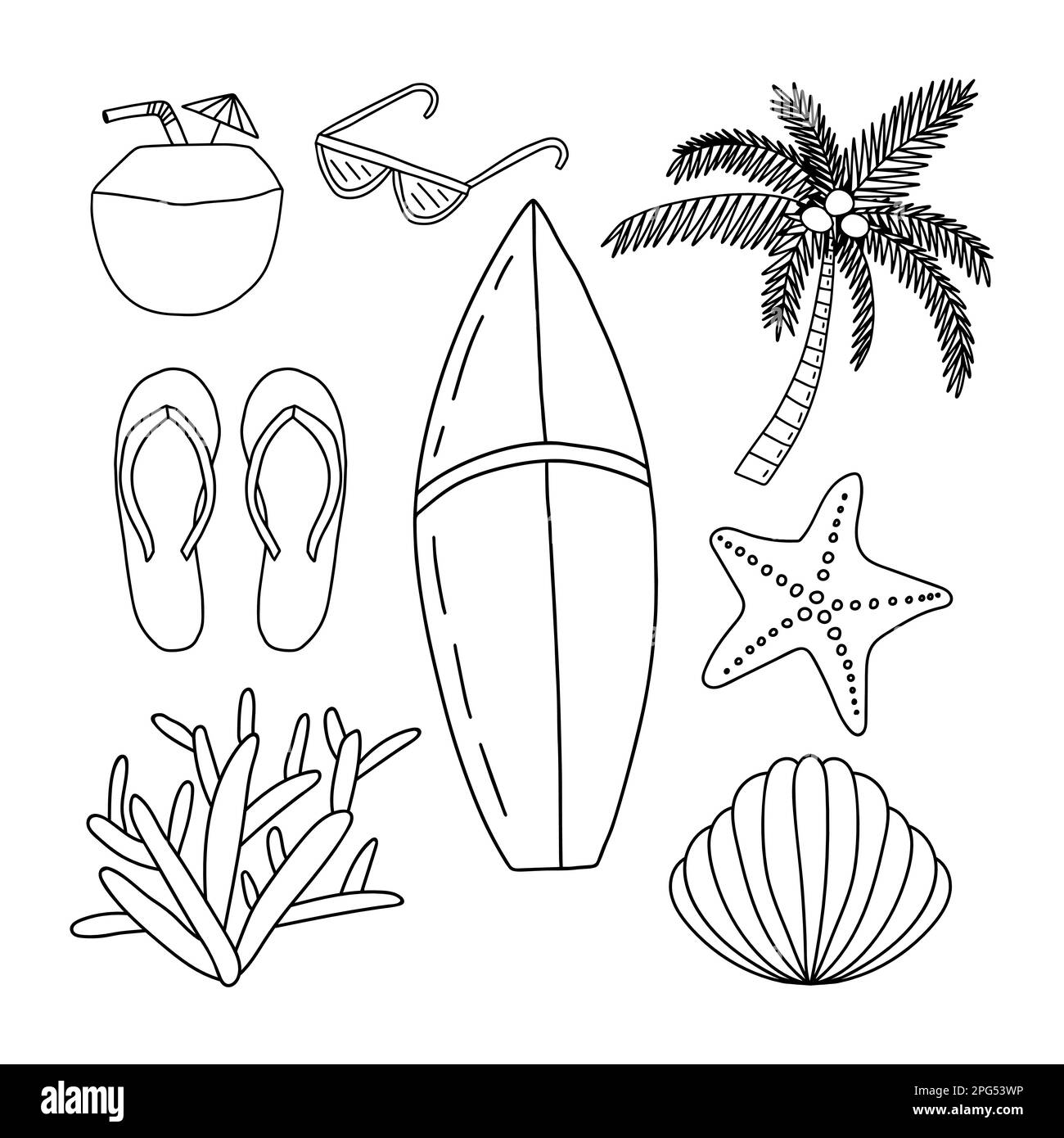 Summer doodle stickers set Stock Vector Image & Art - Alamy
