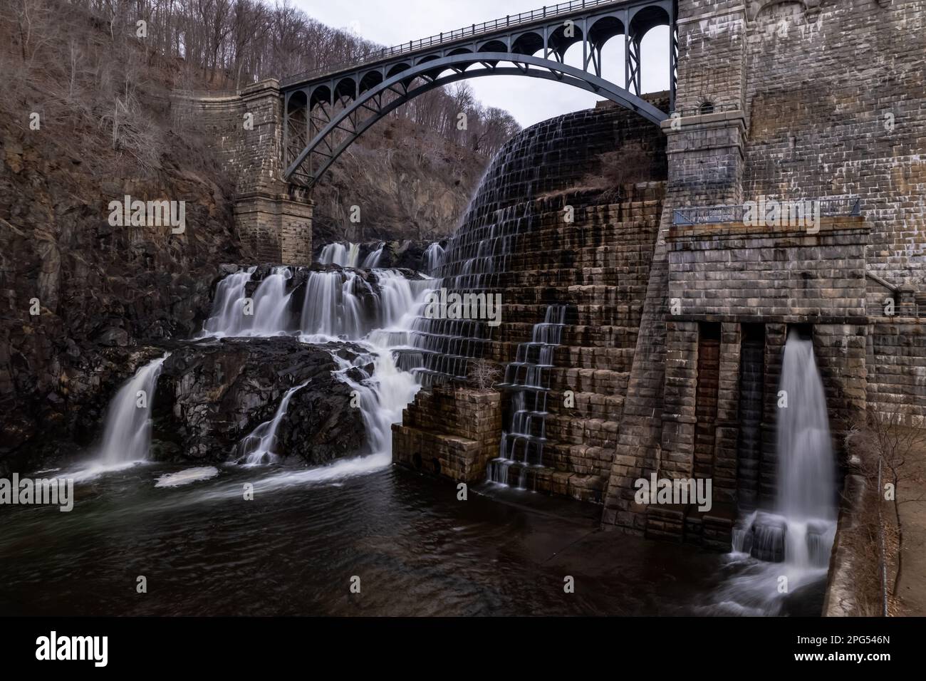 An aerial view of the Corton George dam and waterfall nearby Stock ...