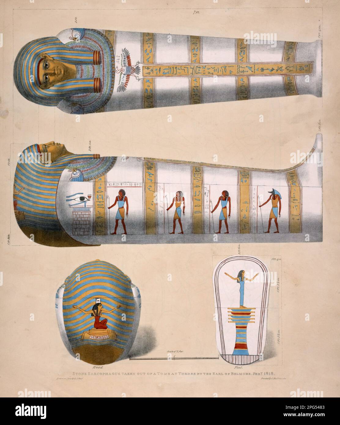 Stone Sarcophagus taken out of a tomb at Thebes Egypt in Feb 1818 by ...