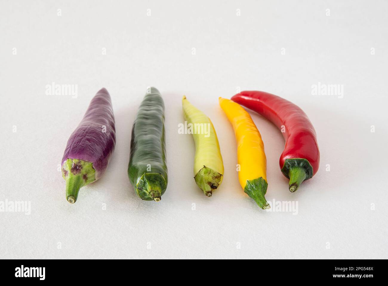 Close-up of different coloured chillies Stock Photo - Alamy