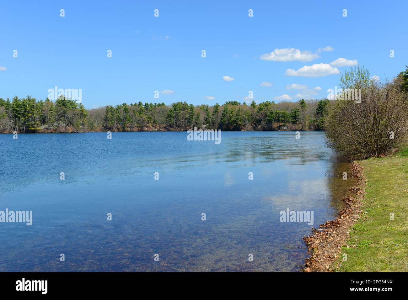 Lake Chaubunagungamaug aka Webster Lake in spring in town of Webster ...