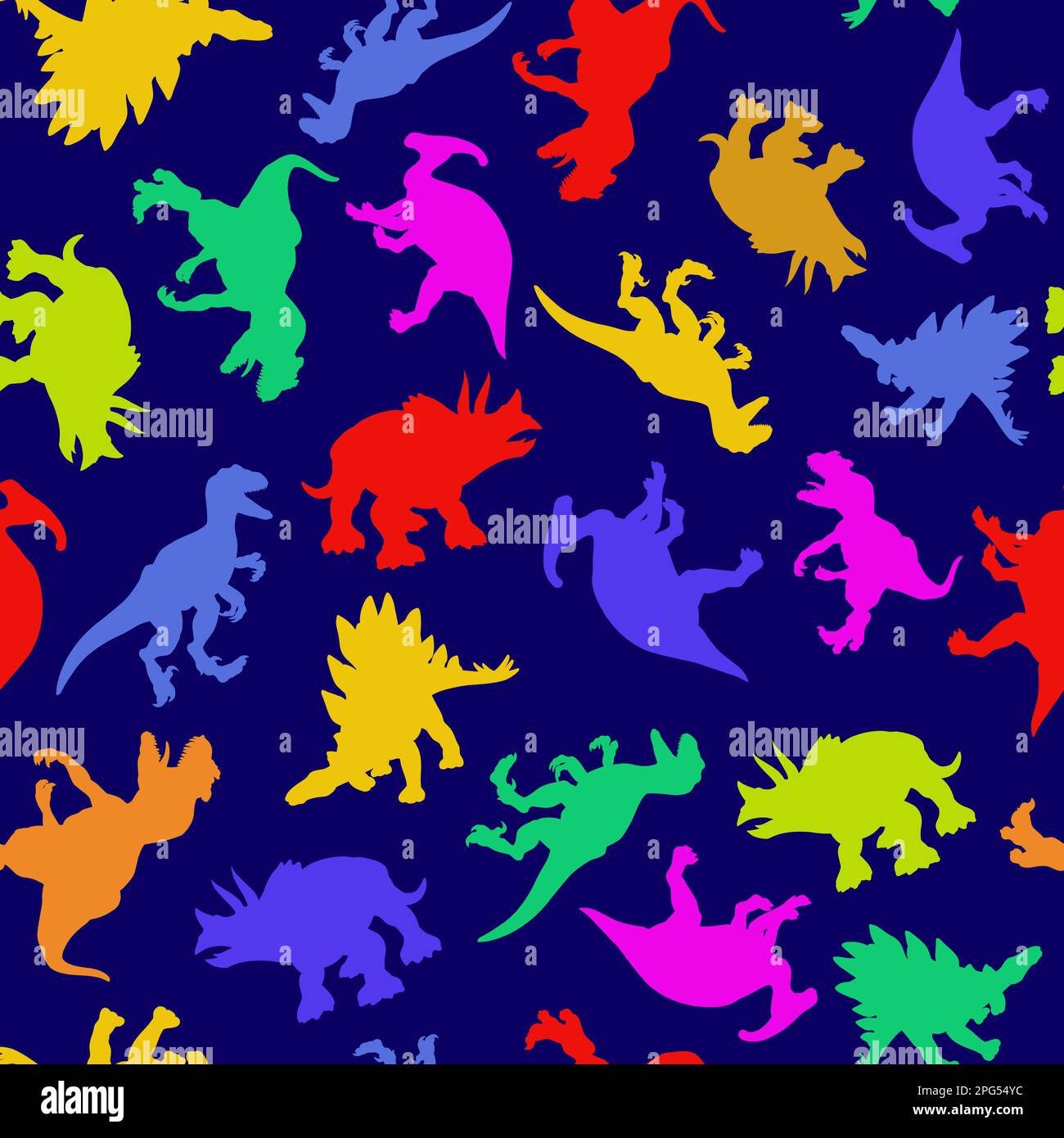 Colorful pattern of dinosaurs in flat style for print and design ...