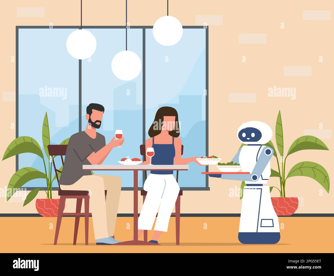 Robot restaurant Stock Vector Images - Alamy