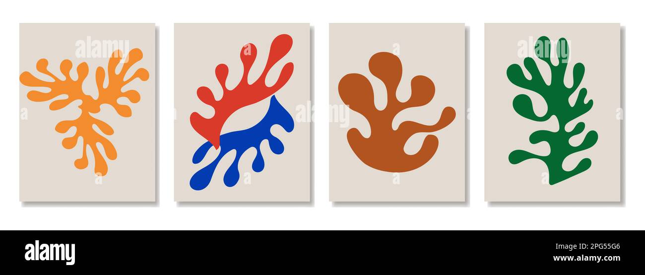 Abstract coral posters in matisse style. Vector graphic illustration ...