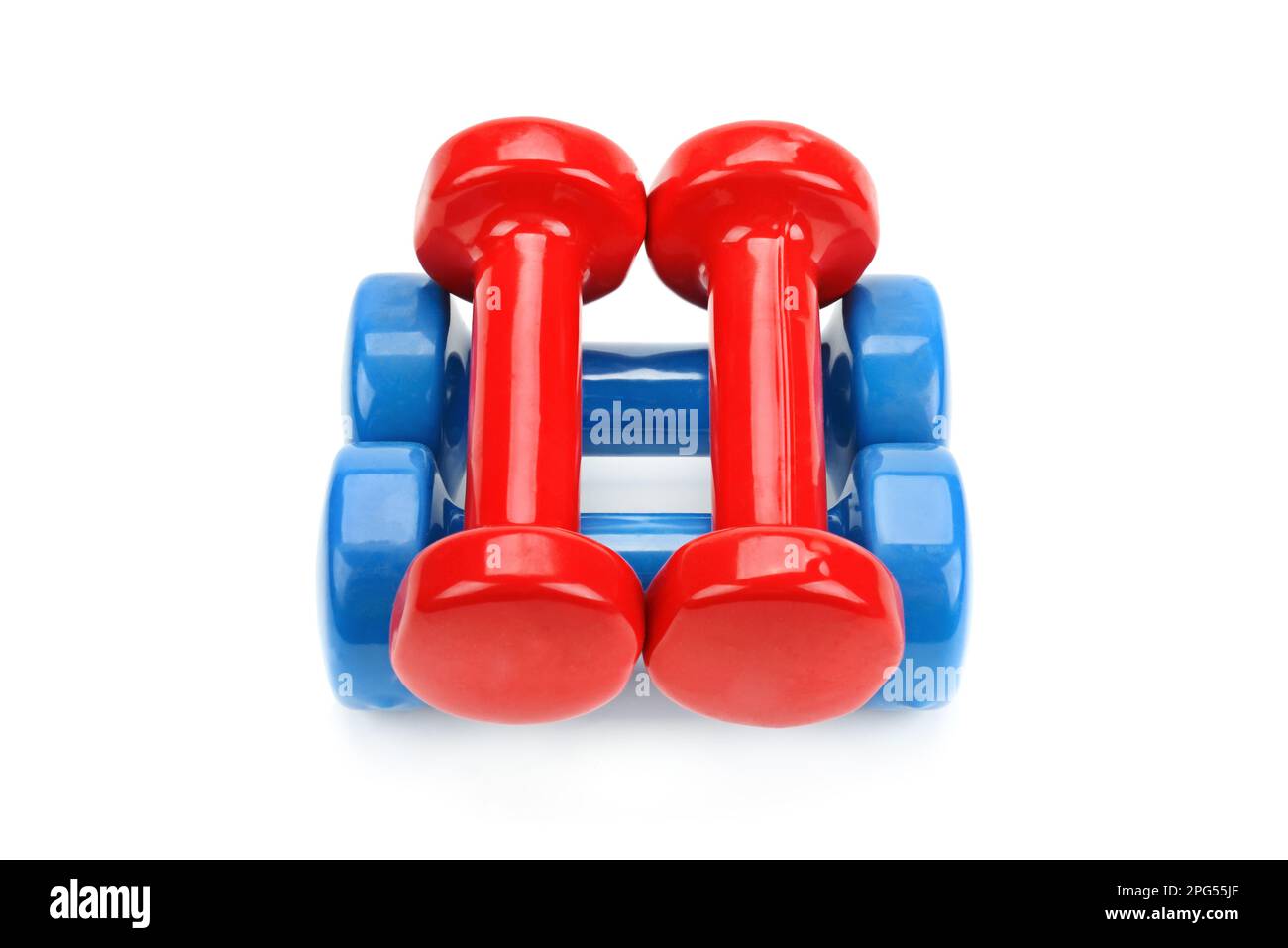 Set of dumbbells isolated on white background. Sports equipment Stock ...