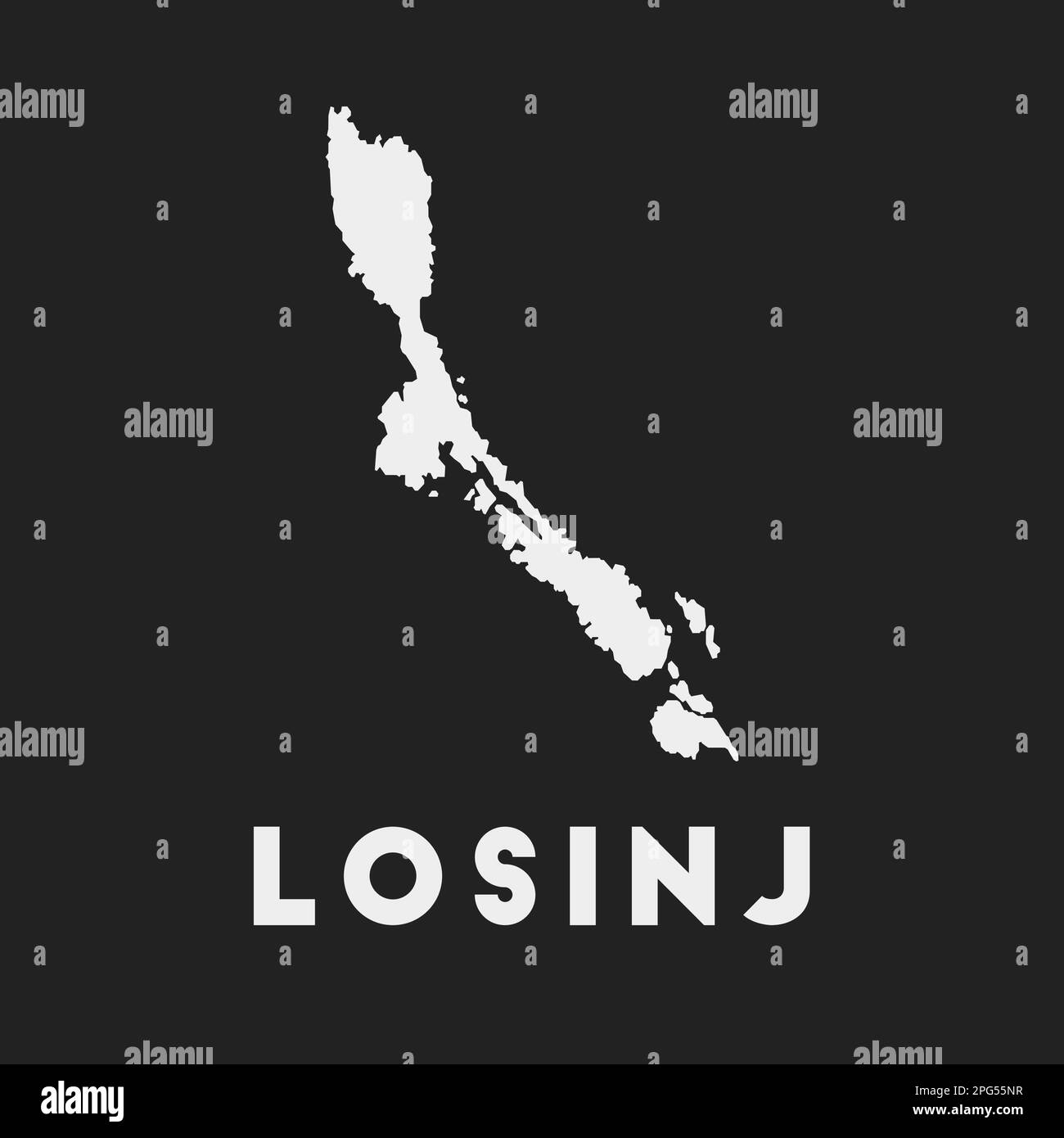 Losinj icon. Island map on dark background. Stylish Losinj map with ...