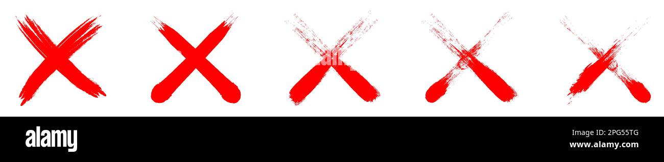 Red grunge cross icon set. Wrong mark collection. Vector illustration ...