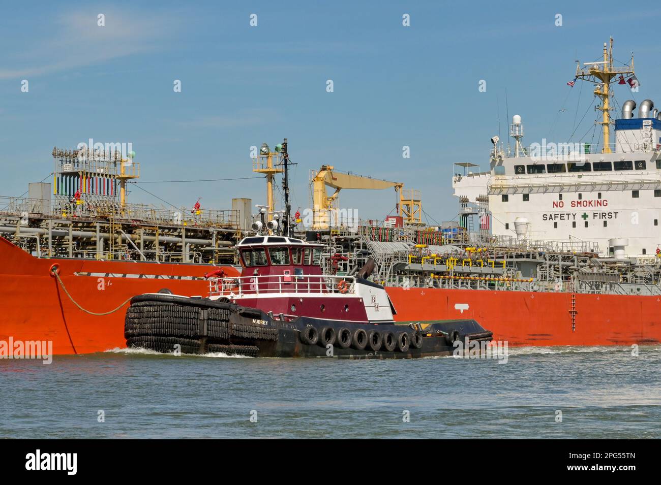 Galveston, Texas, USA - February 2023: Tanker ship Ginga Leopard being ...