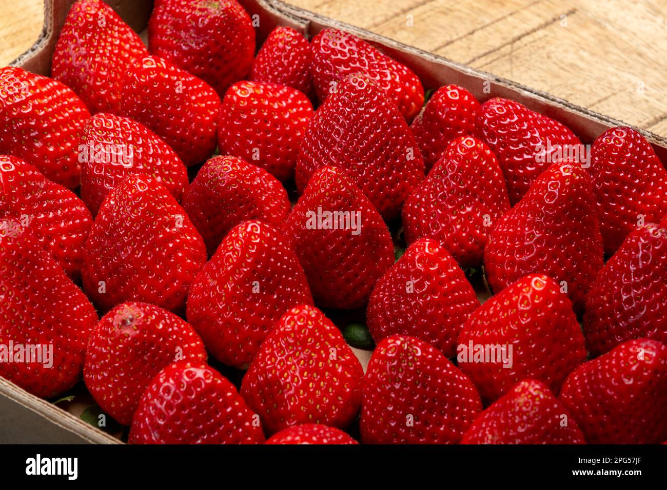 New harvest, 1 kilogram paper box of ripe red sweet Spanish strawberry ...