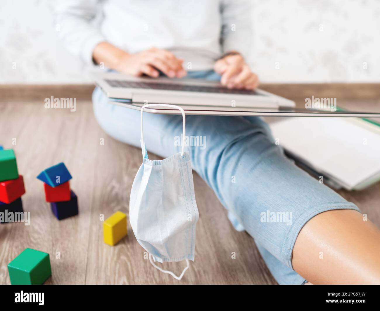 Mom and son at home quarantine because of coronavirus COVID19. Mother ...