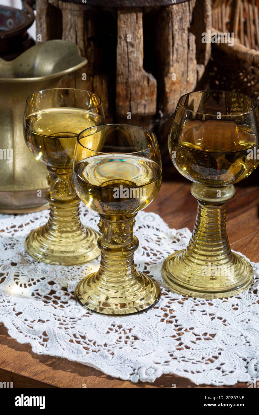 Antique German glassware, old Dutch style rummer or roemer glasses for ...