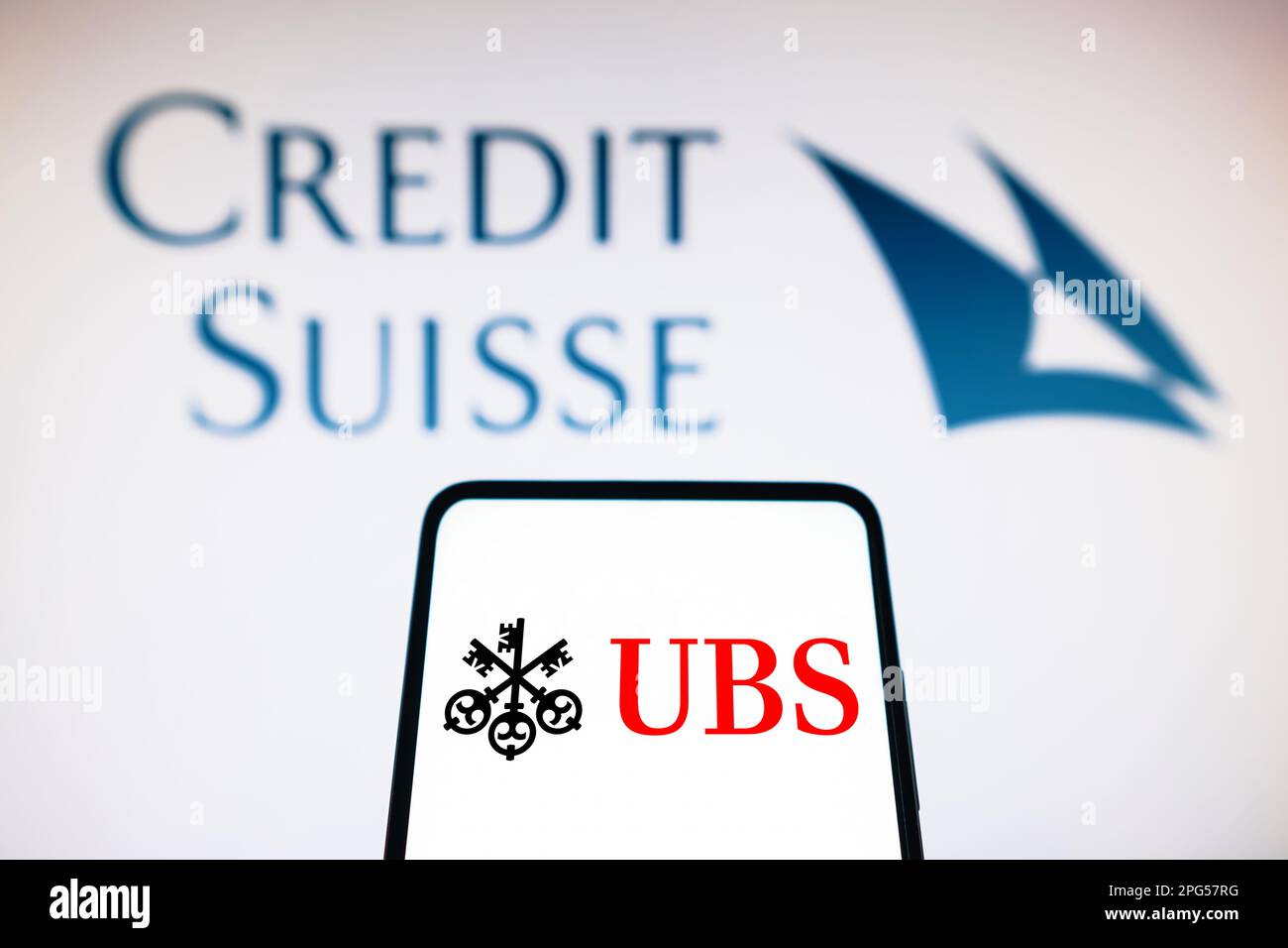 In this photo illustration the UBS logo seen displayed on a smartphone ...