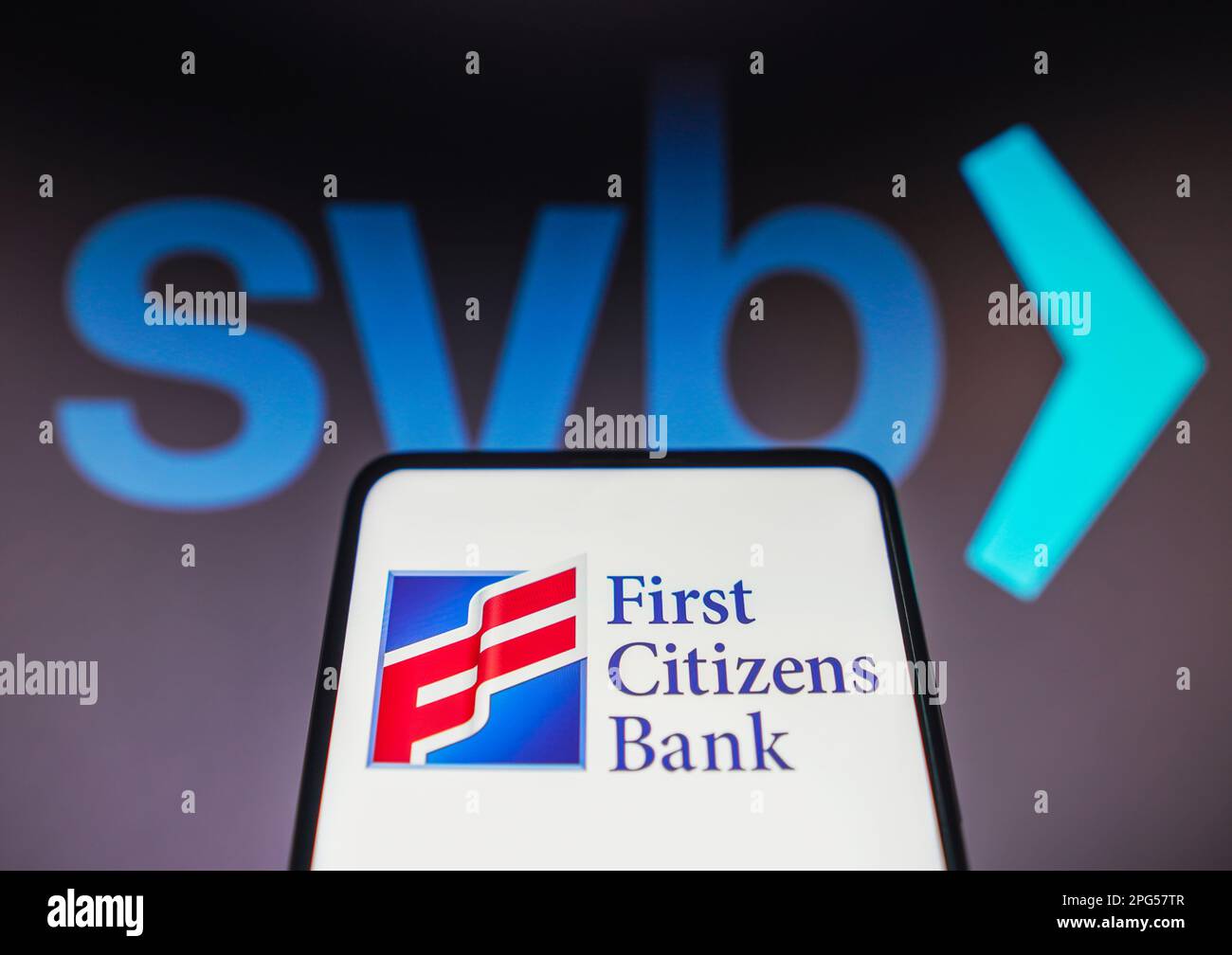 In this photo illustration the First Citizens Bank logo seen displayed ...