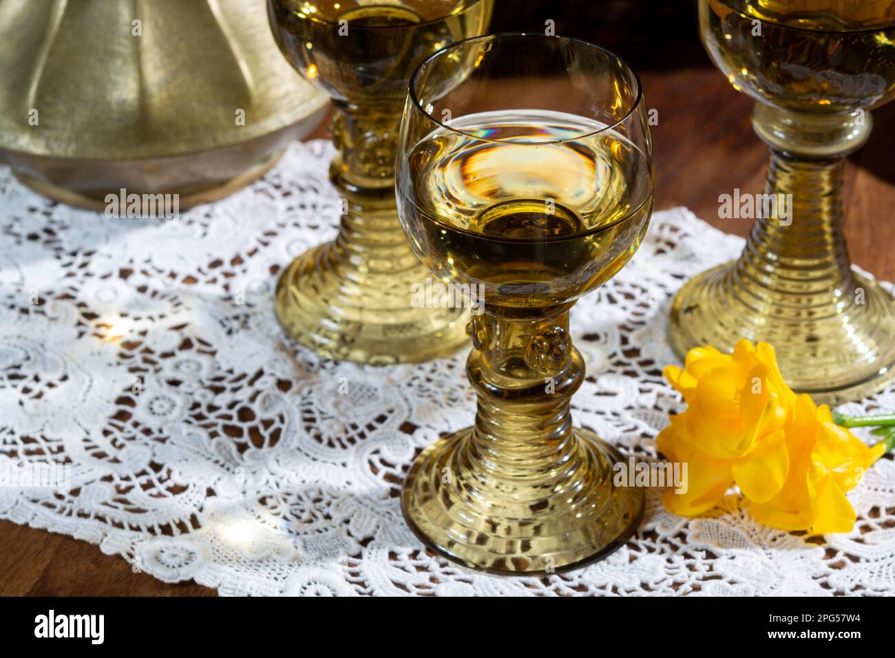 Antique German glassware, old Dutch style rummer or roemer glasses for ...