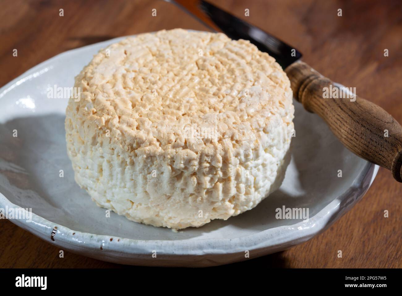 Polish white skimmed fresh smoked milk twarog cheese, white cow cheese ...