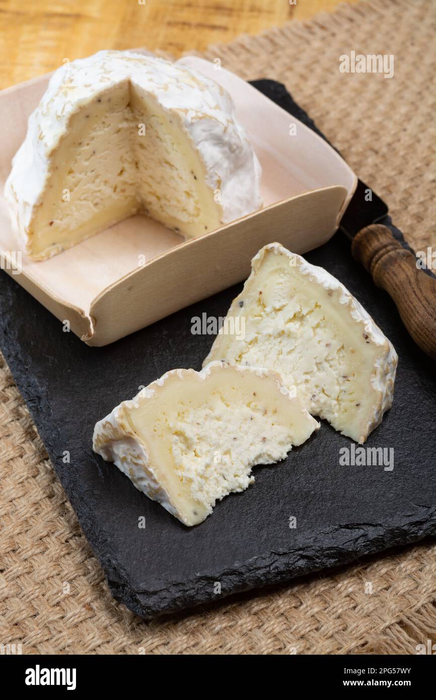 Cheese collection, soft cow French cheese with mold Gaperon artisanal ...