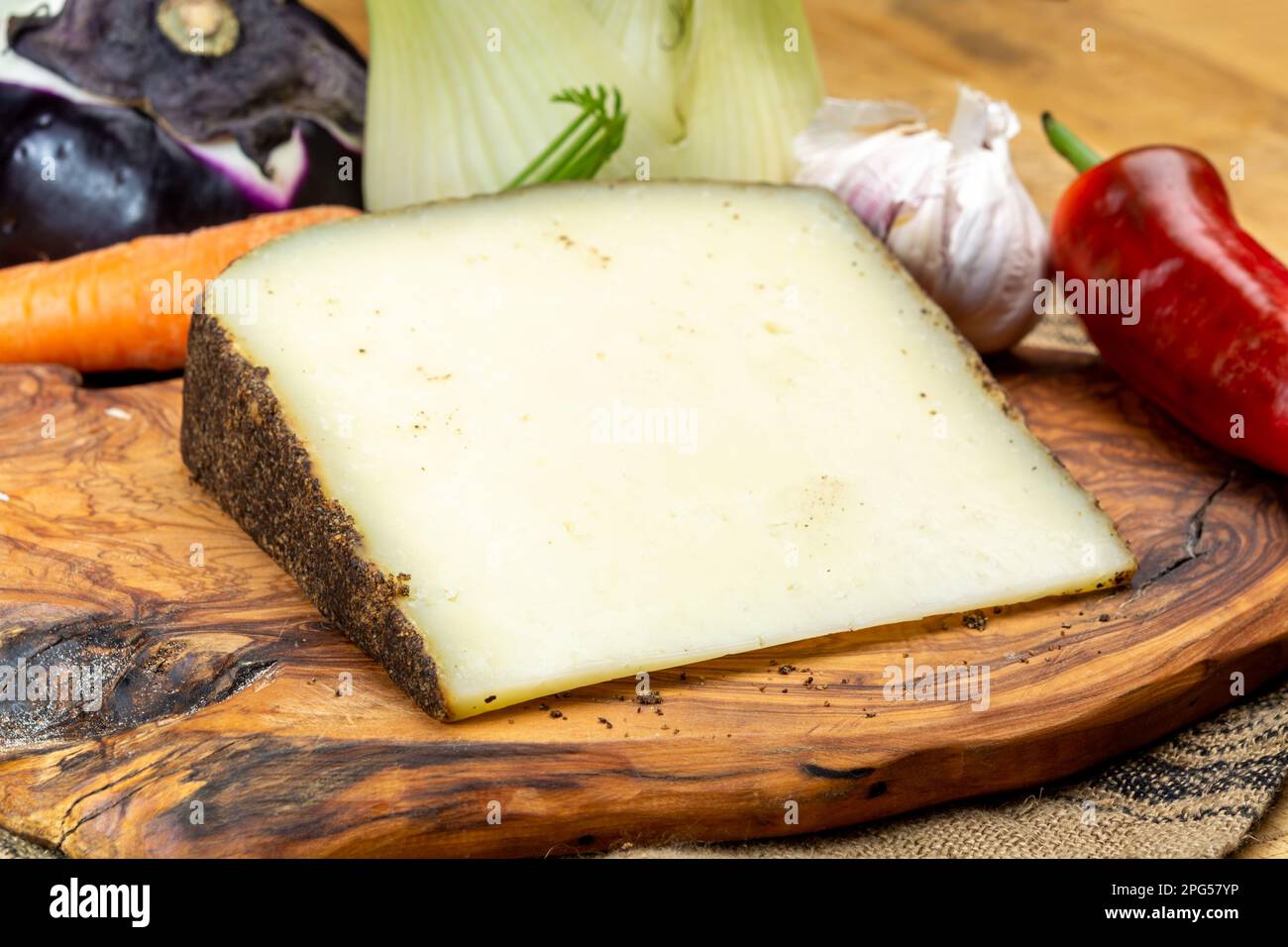 Cheese collection, aged hard Italian sheep cheese black pecorino from ...