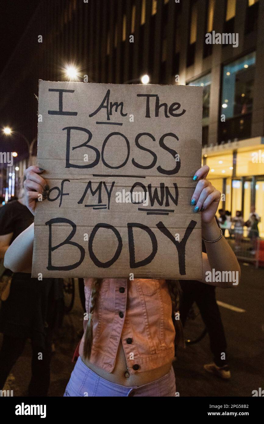 "I am the Boss of my own Body" Sign at Abortion Rights Rally, New York ...