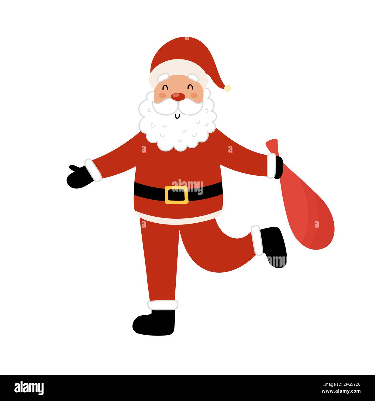 Happy Santa Claus carrying Christmas bag isolated element Stock Vector ...