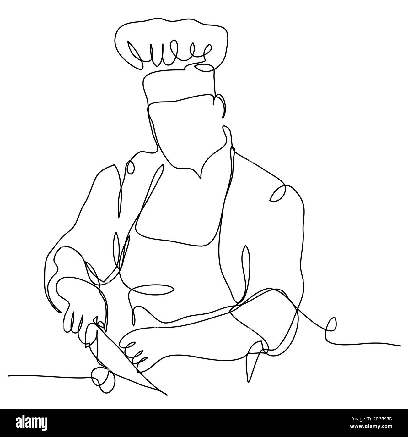 The chef cuts the ingredients in one line on a white background Stock ...