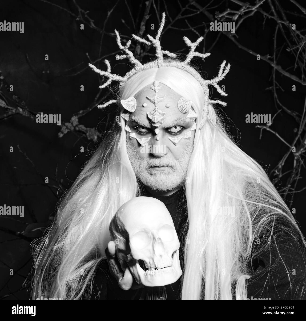 Monster with sharp thorns and warts on face. Magic and fairy tale ...