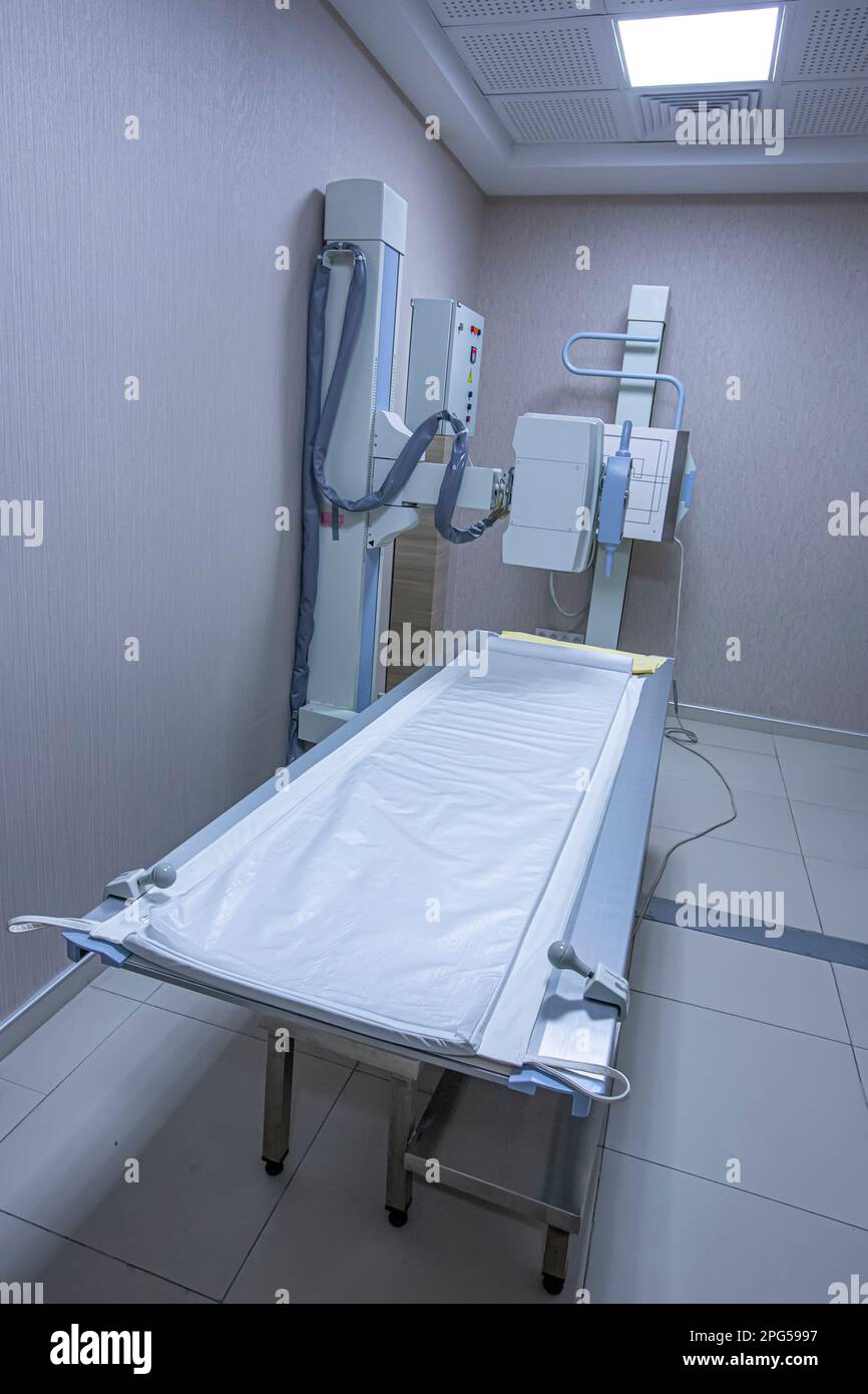 Radiology Device. x-ray machine at the hospital, An irradiated ...