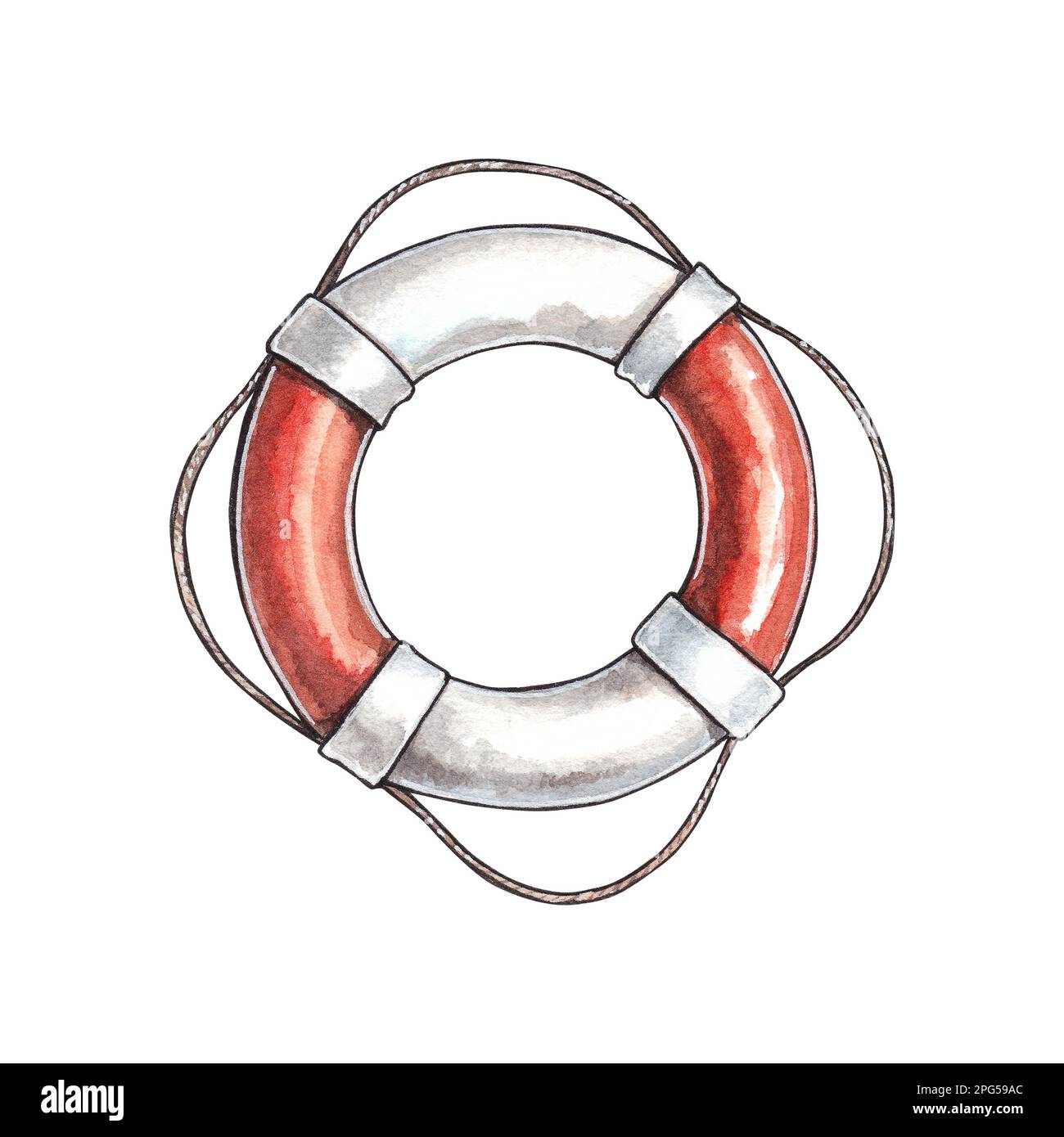 Lifebuoy isolated on a white background. Red and white life buoy ...