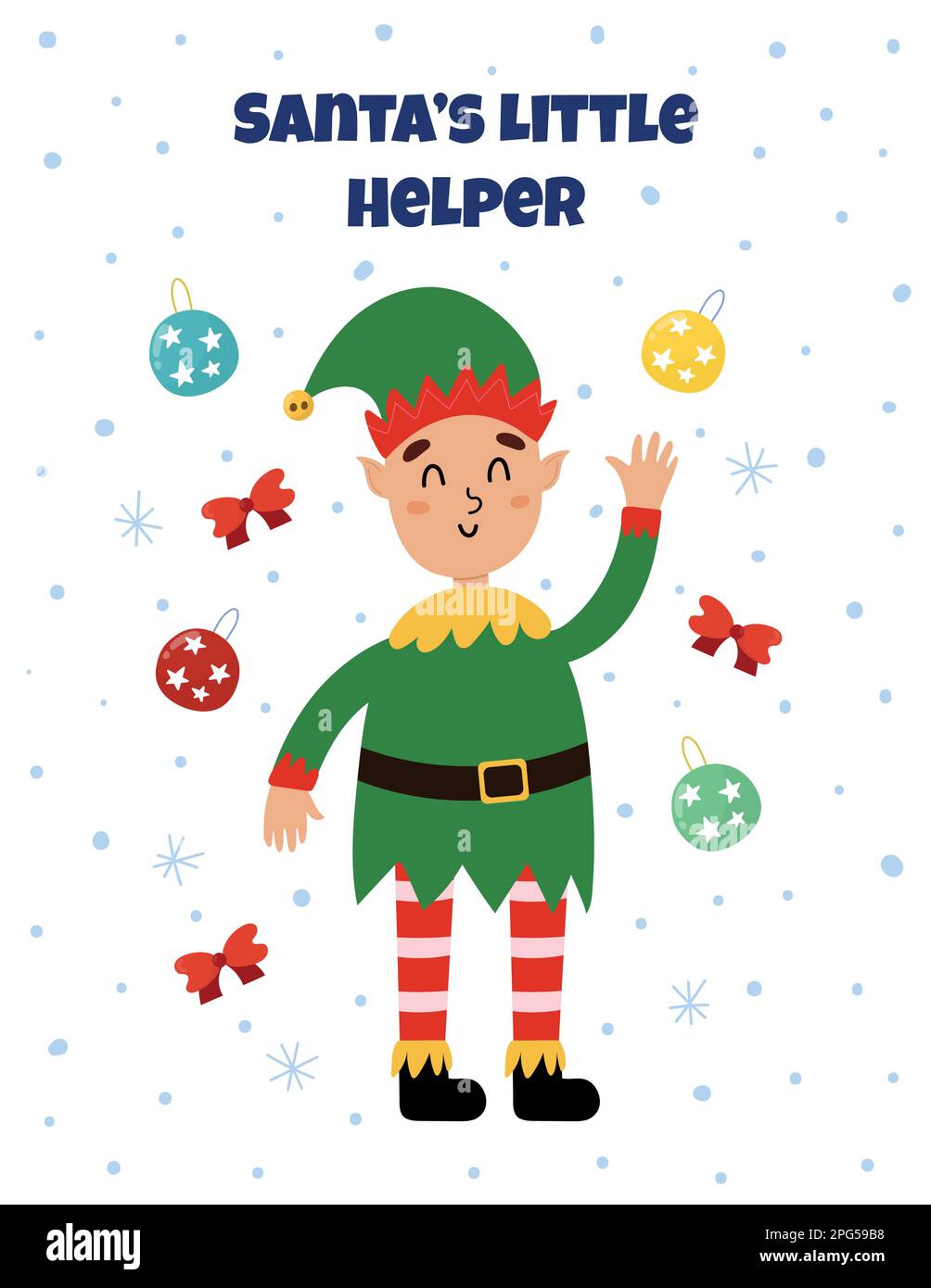 Santa s Little Helper greeting card with a cute Christmas elf Stock ...