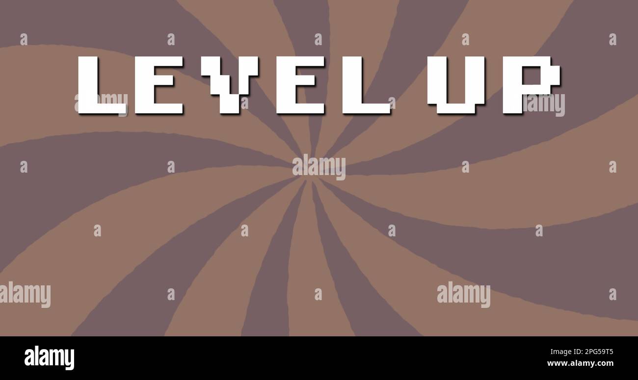 Image of level up text over brown background Stock Photo - Alamy