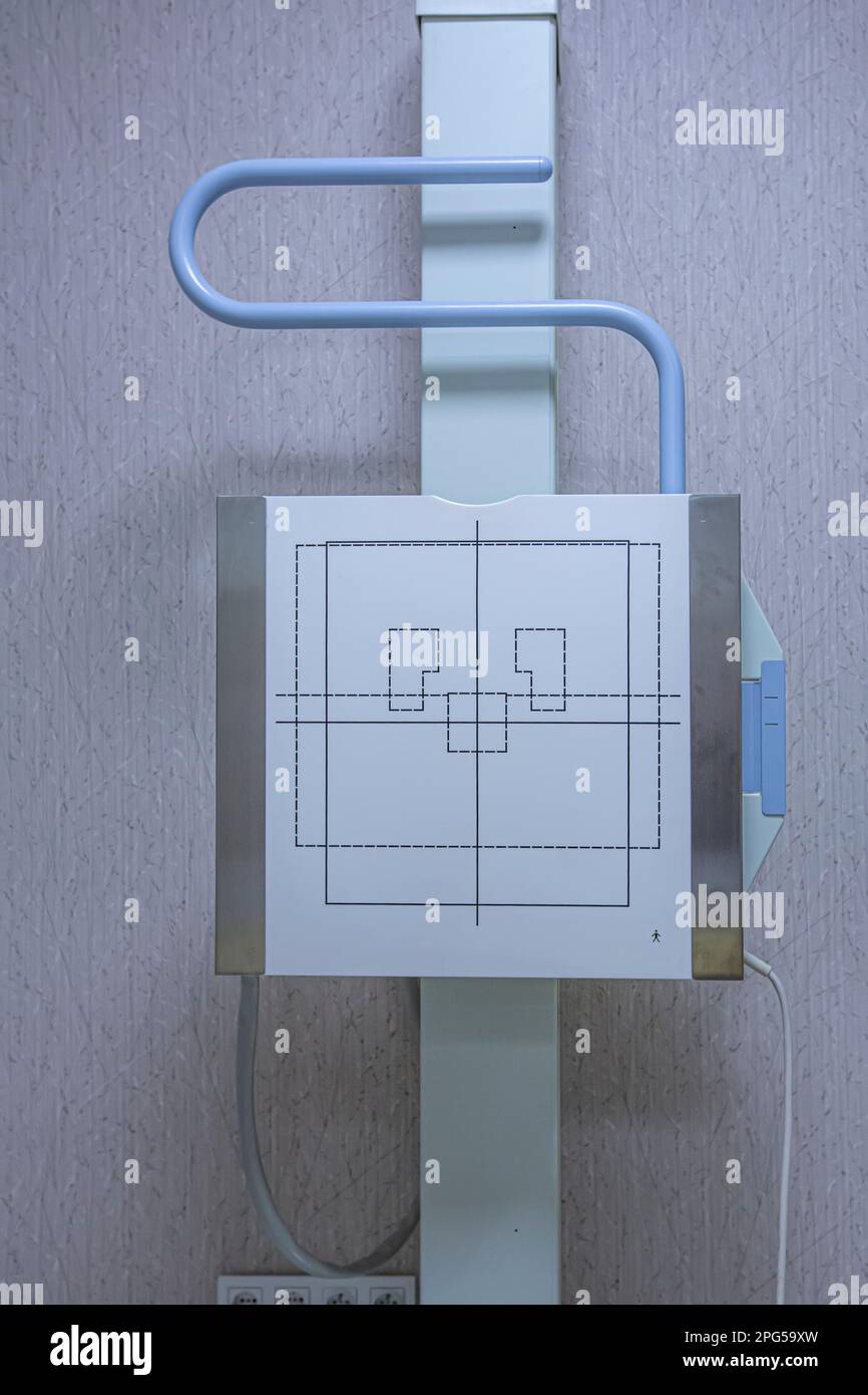 Radiology Device. x-ray machine at the hospital, An irradiated ...