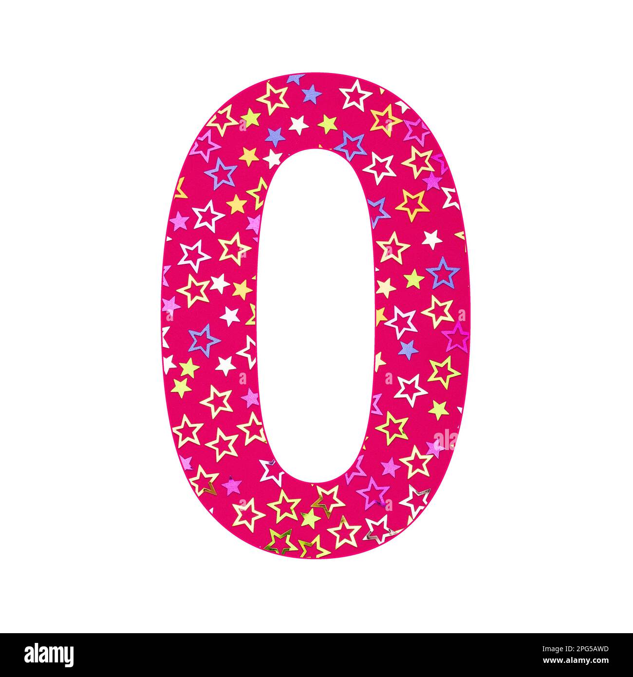 Number 0 - Colorful party confetti with sparkling stars. rhodamine red ...