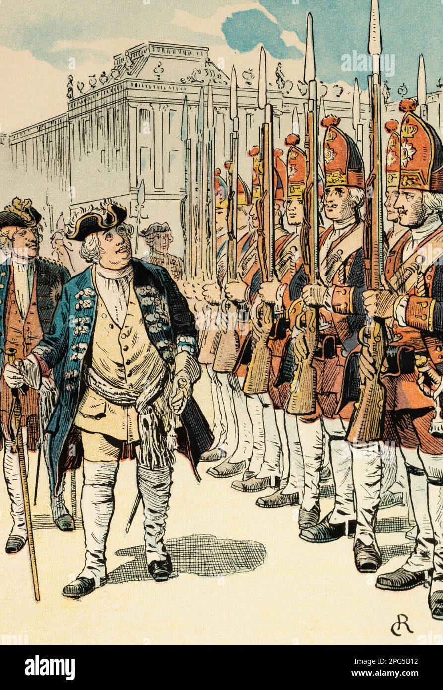 Frederick William I, Friederich Wilhelm I. inspecting his Long Fellows ...