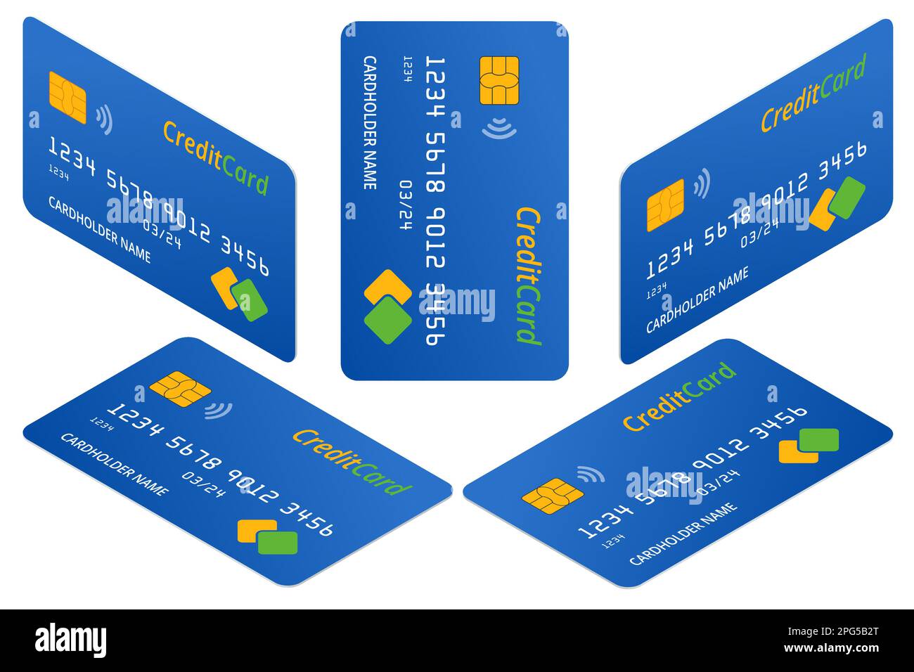 Isometric design credit cards set isolated on white background. Credit Cards vector mockups ...