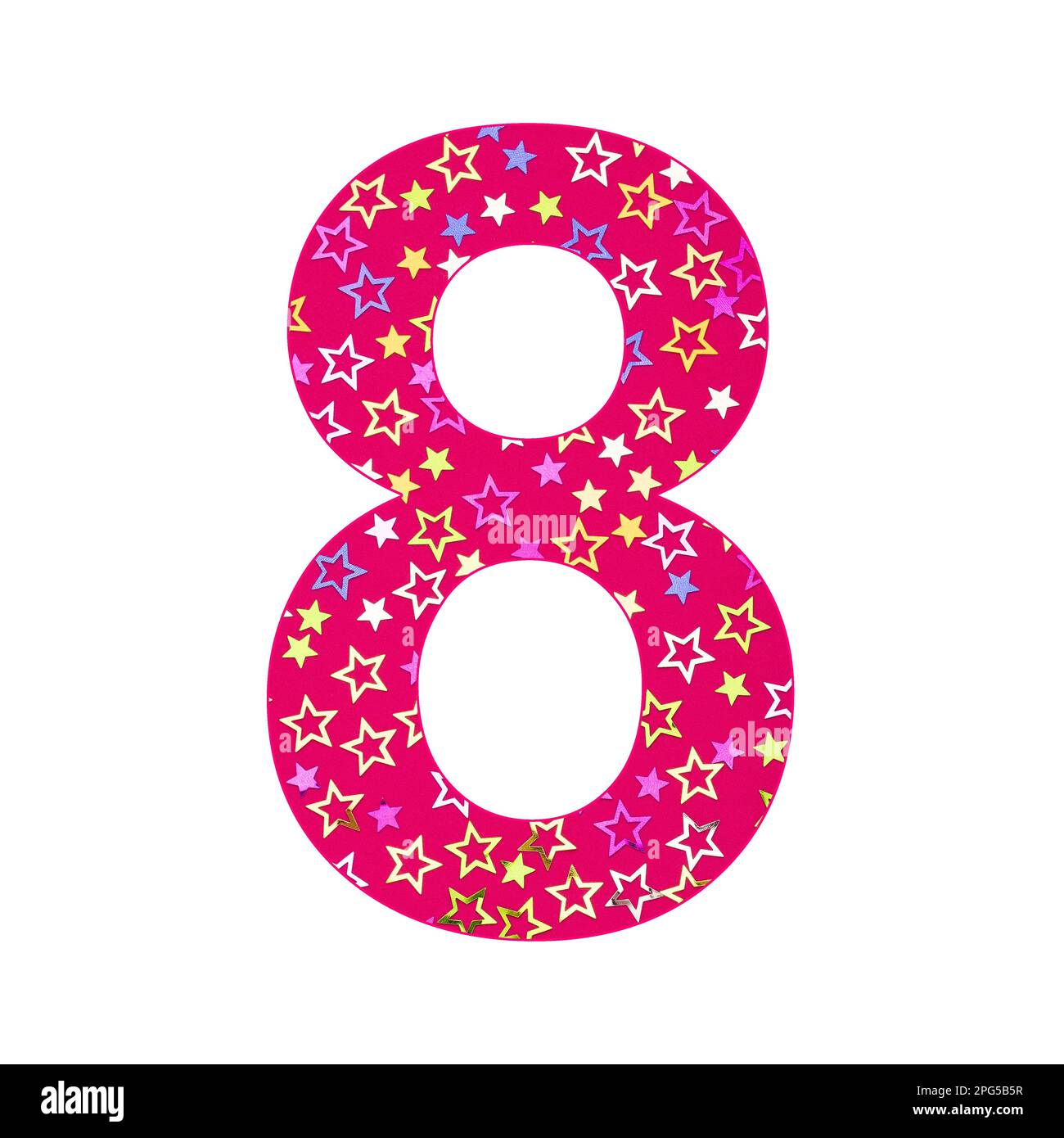 Number 8 - Colorful party confetti with sparkling stars. rhodamine red ...