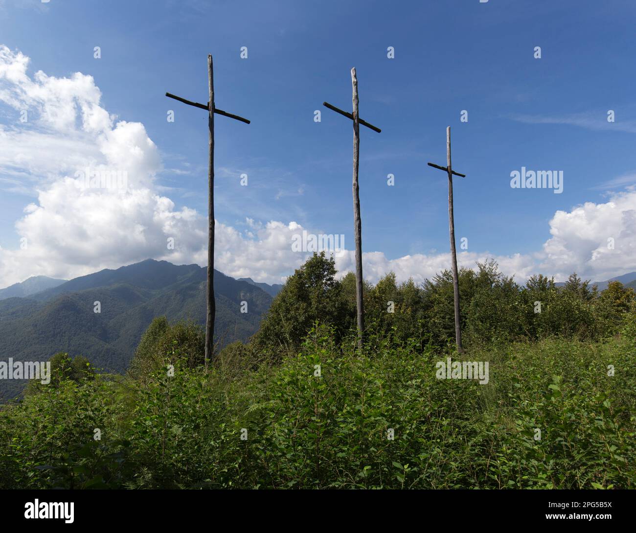 Varallo, Italy - August 19, 2020: visiting the sacred mount of Varallo ...