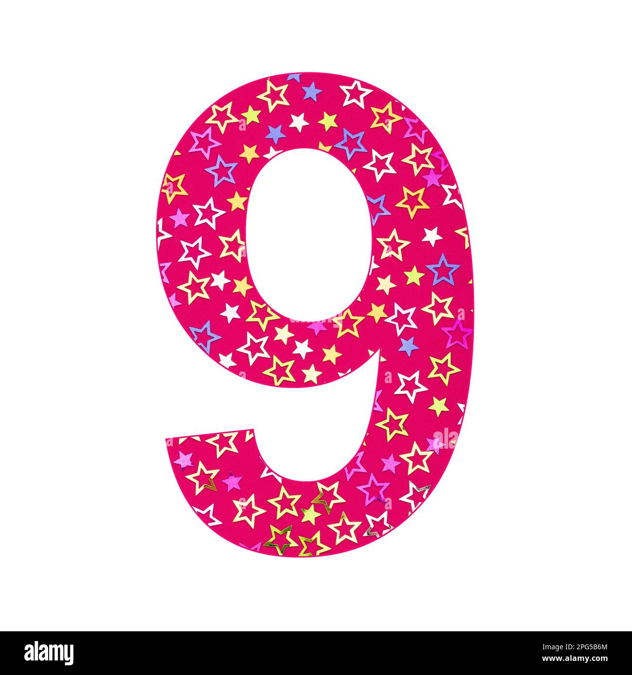 Number nine - Birthday Background with Colorful Confetti. rhodamine red ...