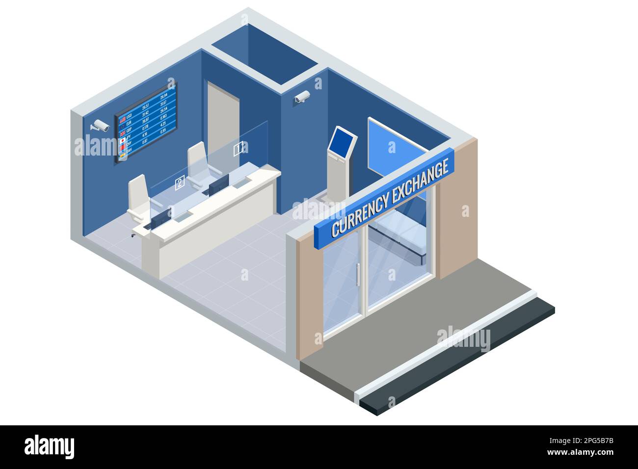 Flat Bank information board with different flags and currency for buy ...