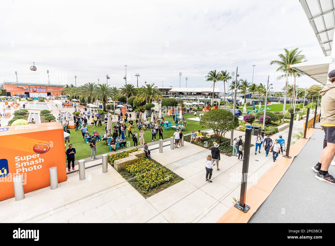 Fans watch during the ATP Draw Ceremony of the Miami Open tennis ...