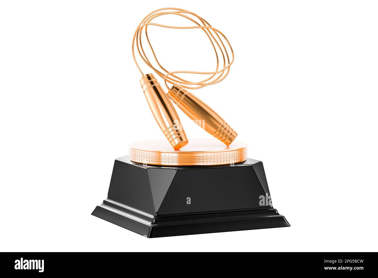 Skipping rope or jump rope, golden award concept. 3D rendering isolated ...