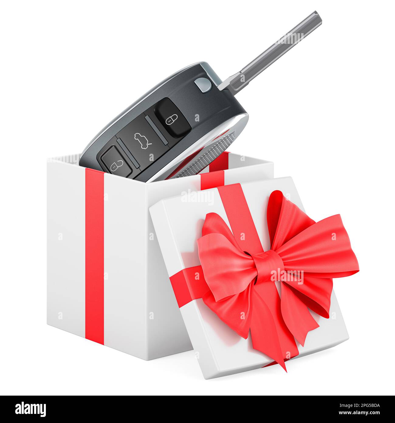 Car key inside gift box, present concept. 3D rendering isolated on ...