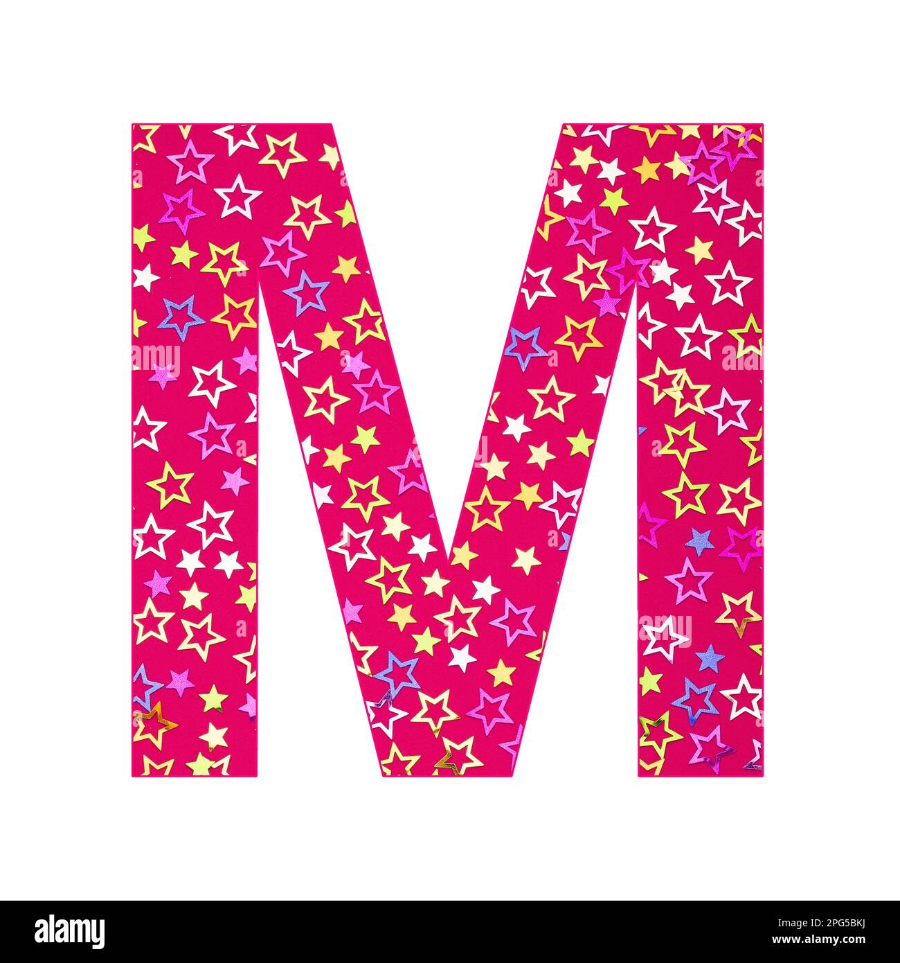 Alphabet letter M - Colorful party confetti with sparkling stars Stock ...