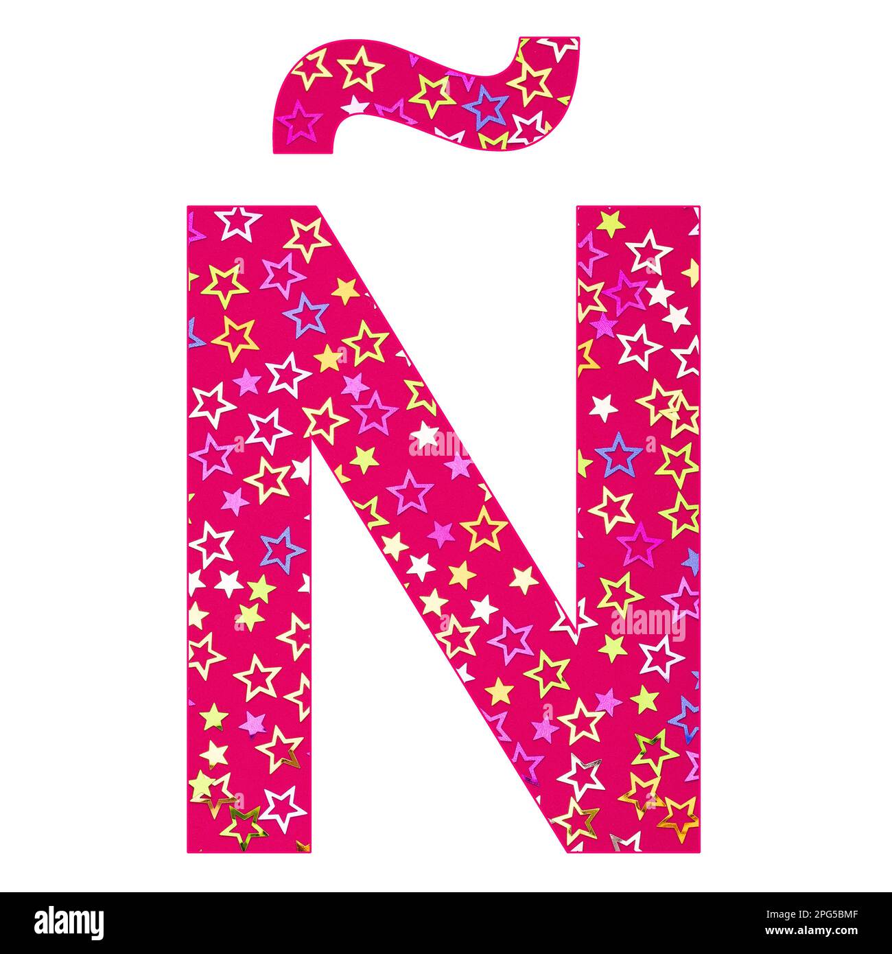 Alphabet letter Ñ - Colorful party confetti with sparkling stars Stock ...