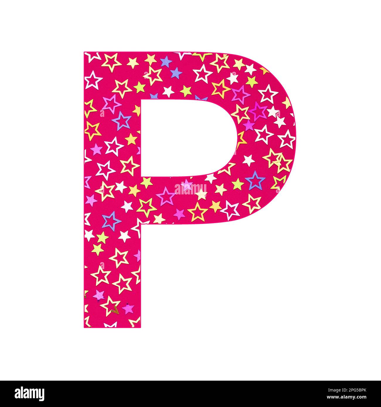Alphabet letter P - Colorful party confetti with sparkling stars Stock ...