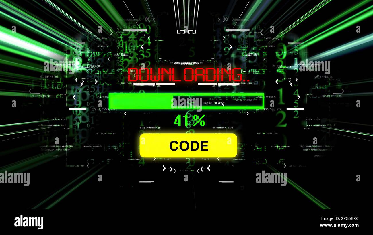 Code download progress bar on the screen Stock Photo - Alamy